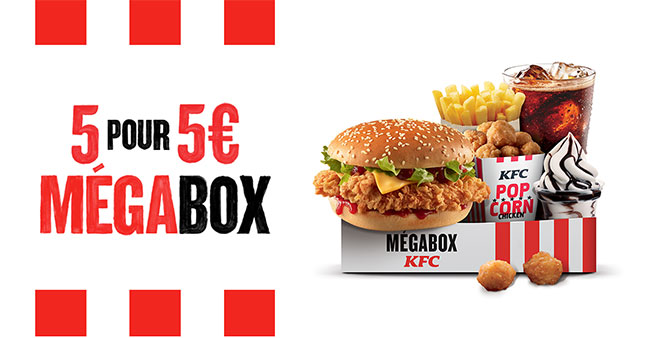 KFC : Méga Box en édition limitée (5€ les 5 produits)