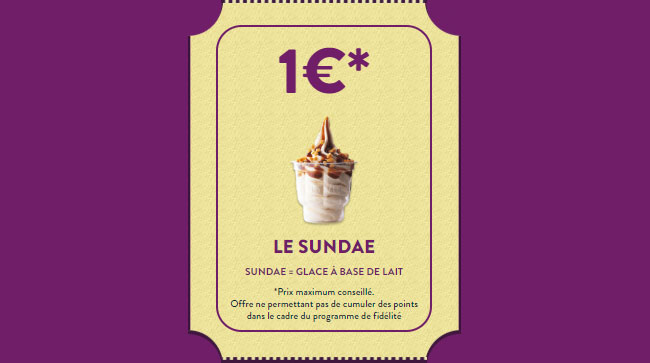 Bon plan McDo : Glace Sundae à 1€ le jeudi 2 mai 2019