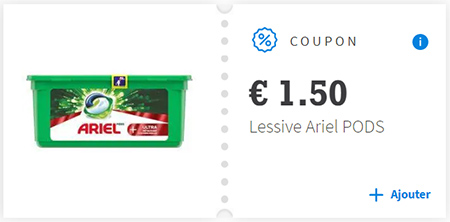 Bons plans Lessive Ariel Pods : 2,65€ le pack / -1,50€ en coupon