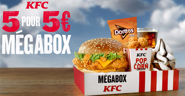 Bon plan KFC Méga Box édition limitée : 5€ les 5 produits