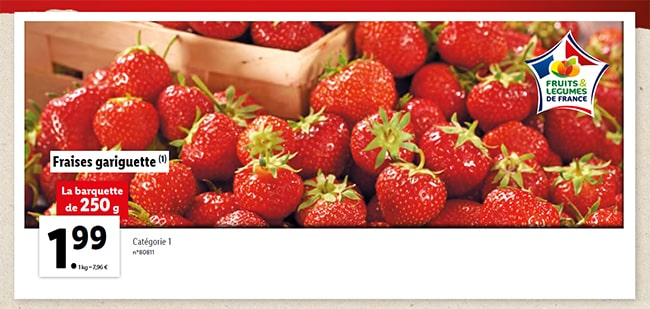 Lidl : Fraises Gariguette en barquette de 250g à 1,99€