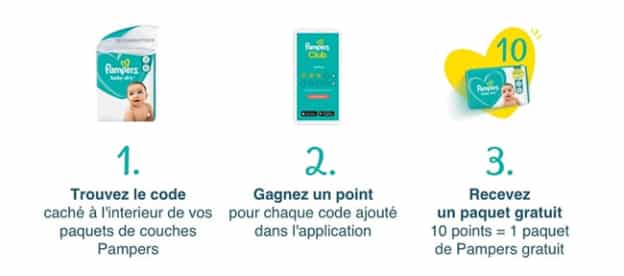 Appli Pampers Club : Paquet de couches scanné = Paquet gratuit