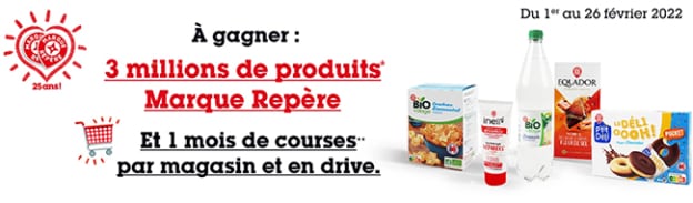 Jeu Marque Repère Leclerc à code : 1 mois de courses à gagner