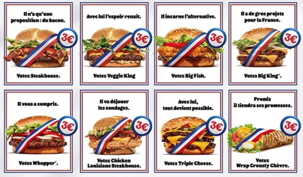 Président Burger King : 8 hamburgers à 3€ pendant les élections