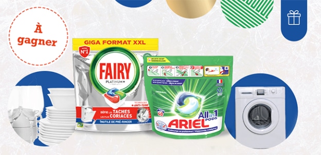 Jeu Envie de Plus : 15 lots de 105€ de capsules Fairy et Ariel