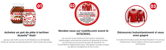 Jeu Nutella.com à code : 3050 pulls de Noël Nutella à gagner