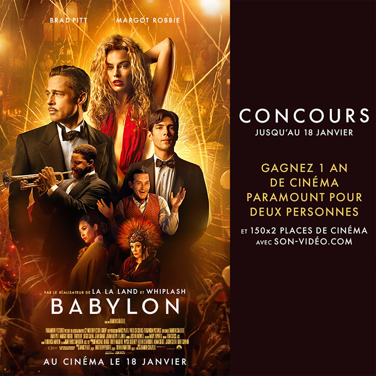 Jeu Son-vidéo.com : 1 an de ciné et 300 places pour le film Babylon
