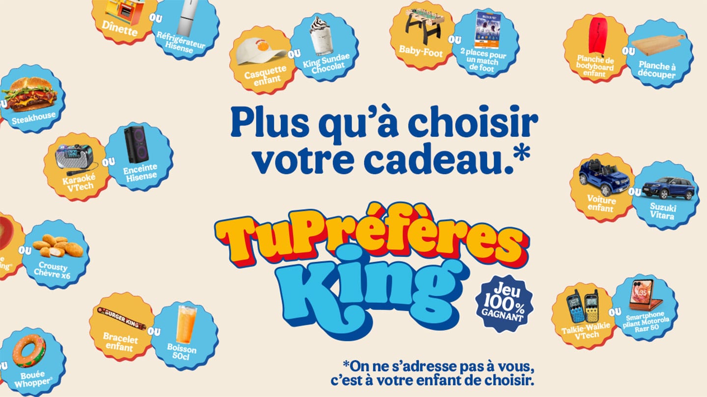 Jeu Burger King Tu Préfères à code : 2,5 millions de cadeaux à gagner