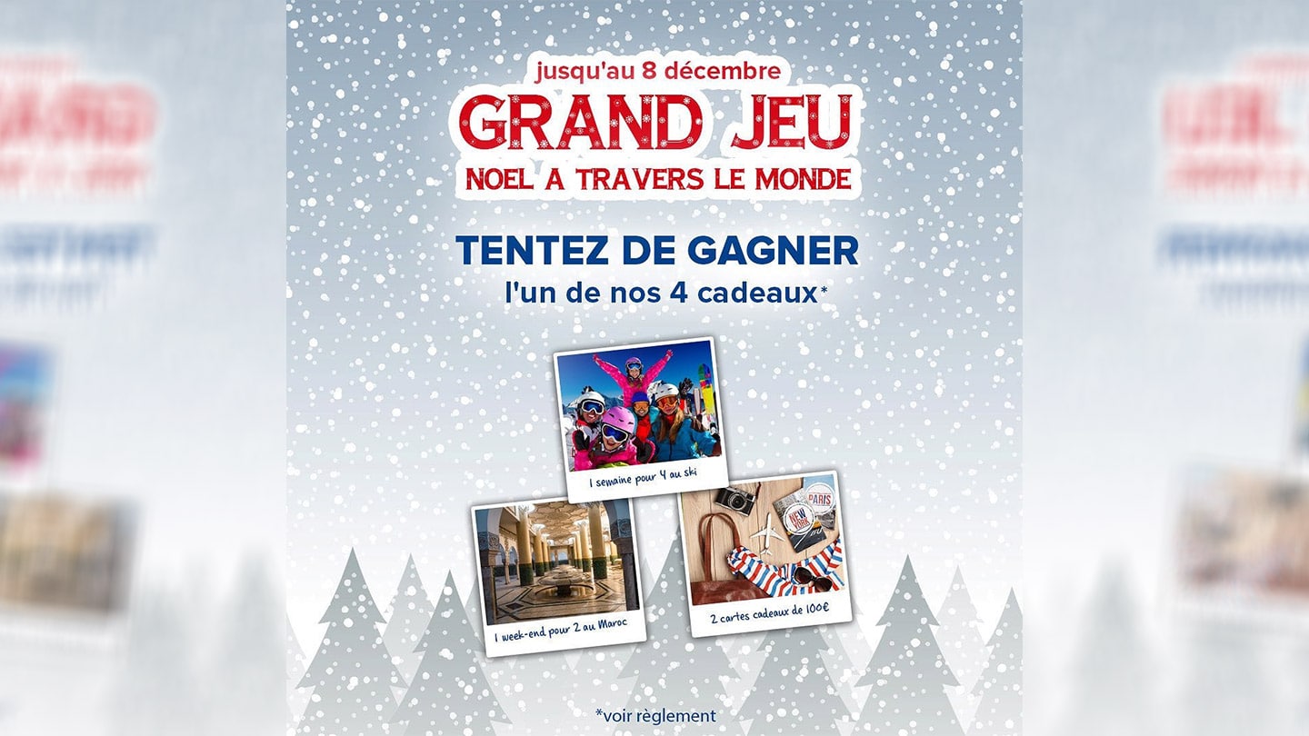 Jeu de Noël Carrefour Voyages : Séjours et e-cartes cadeaux à gagner Jeu de Noël Carrefour Voyages : Séjours et e-cartes cadeaux à gagner