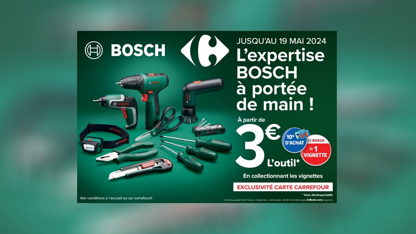 Vignette Carrefour Bosch : Outils à partir de 3€
