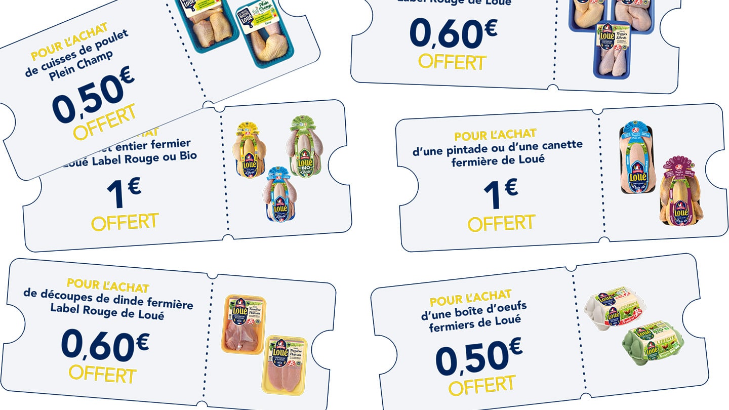 Bon de réduction Loué : Poulet, dinde, œufs... à moindres frais